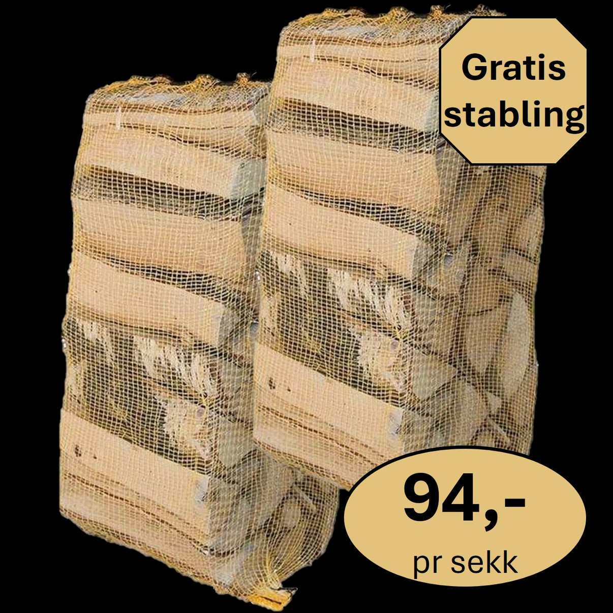 20 sekker bjørkeved (40L) | Ved til salgs | Levert og stablet ...